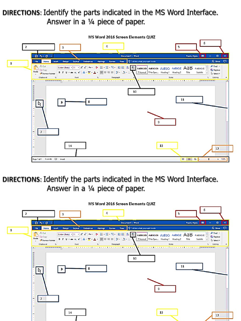 MS Word Interface Quiz CTTRT | PDF