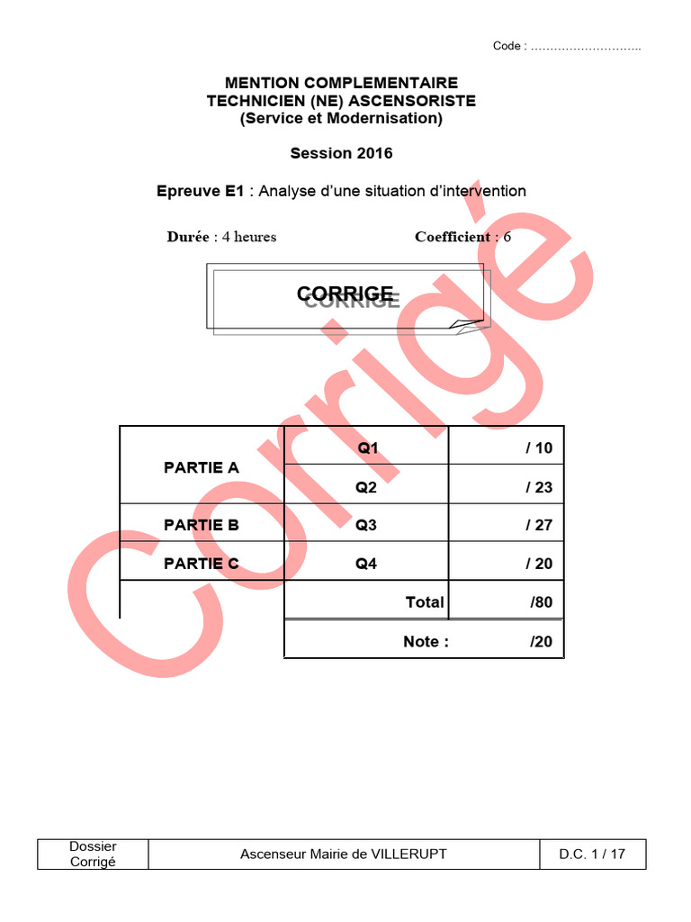 8647 MC Ta E1 2016 Elements de Correction Copie | PDF