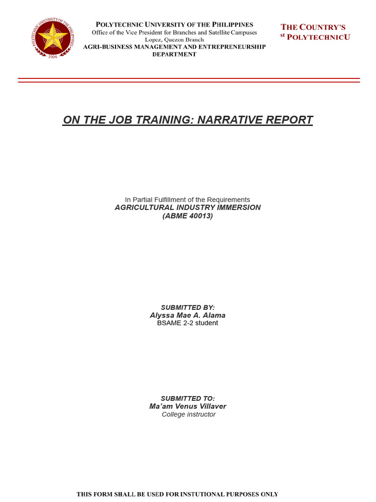 Narrative Report OJT | PDF