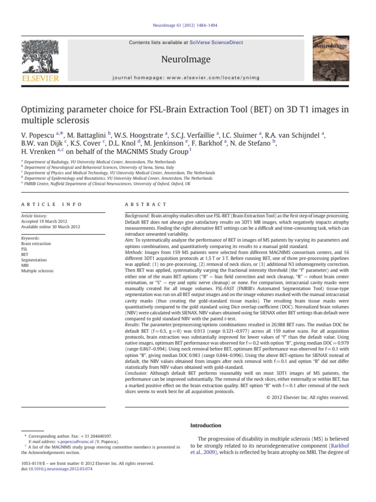 Optimizing Parameter Choice For FSL-Brain Extraction Tool (BET) On 3D ...