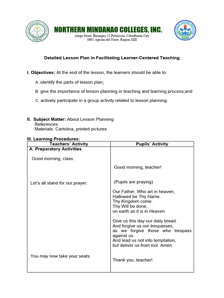 Cacai Final Lesson Plan | PDF | Educational Assessment | Learning