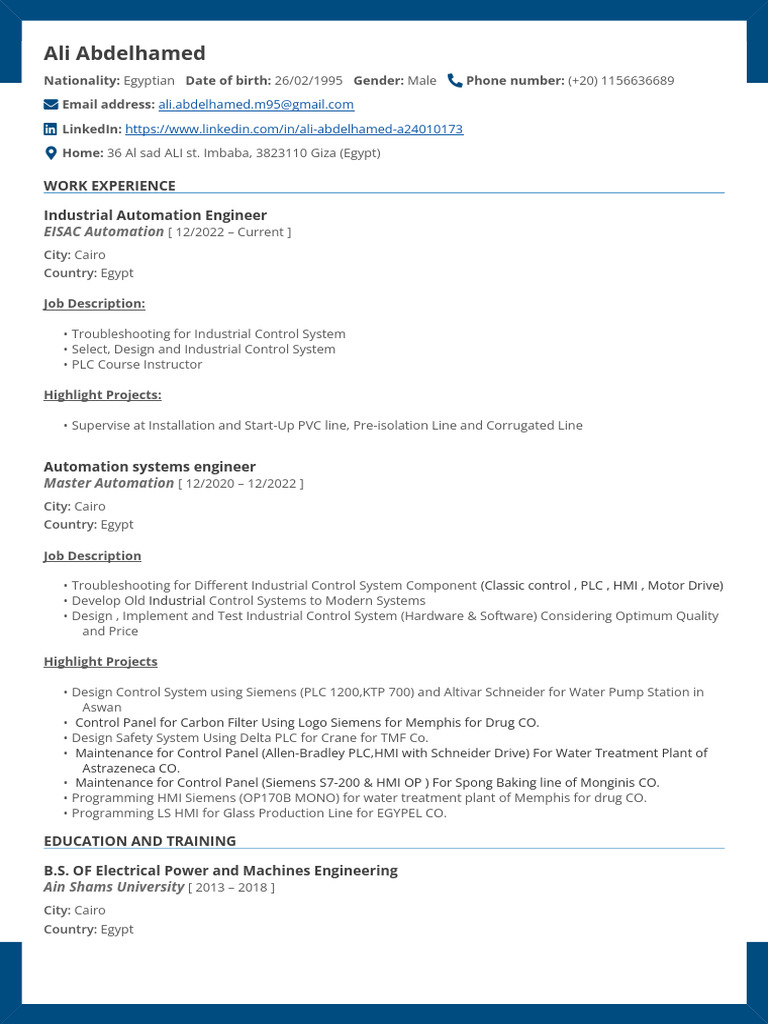 Ali Abdelhamed CV | PDF