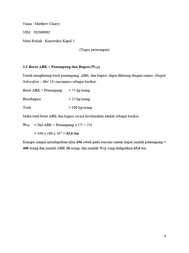 2f Matthew Charry 202069002, Konstruksi Kapal 2 | PDF