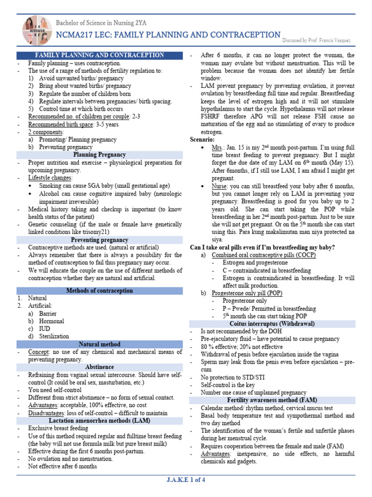 WK4 - Family Planning & Contraception | PDF