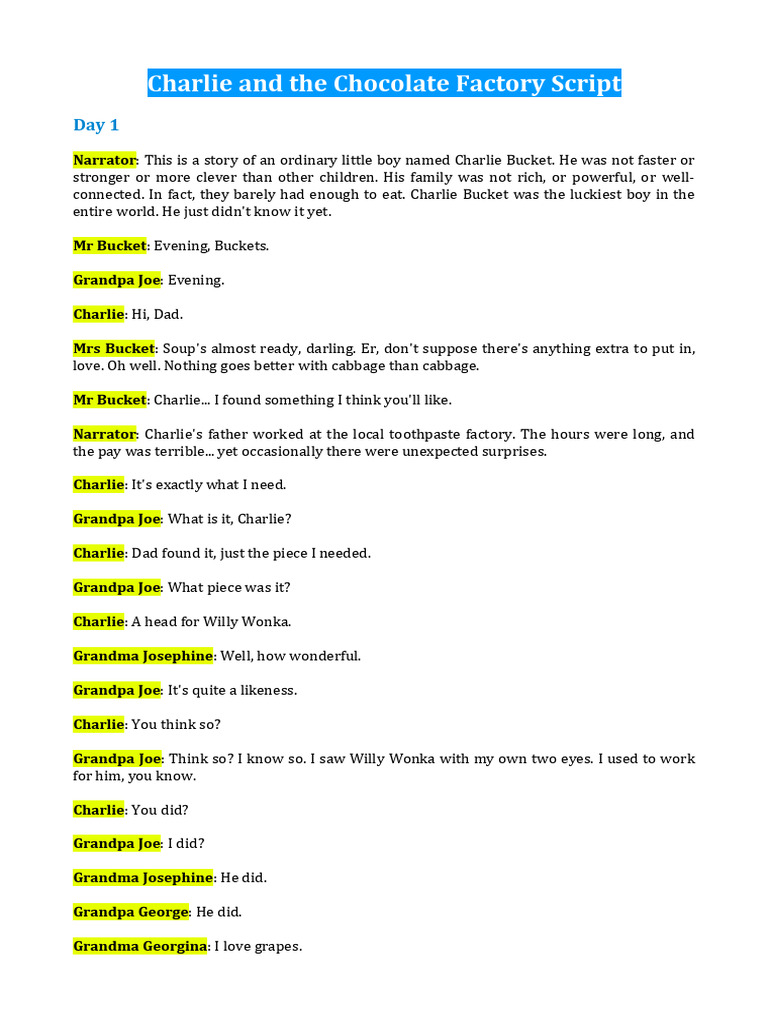 Dokumen.tips Charlie and Chocolate Script | PDF | Chocolate | Confectionery