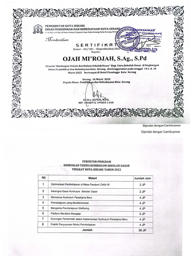 Sertifikat Pengembangan Diri - Bimtek Kurikulum SD - 19770707 201212 2 ... Sertifikat Pengembangan Diri - Bimtek Kurikulum SD - 19770707 201212 2 ...