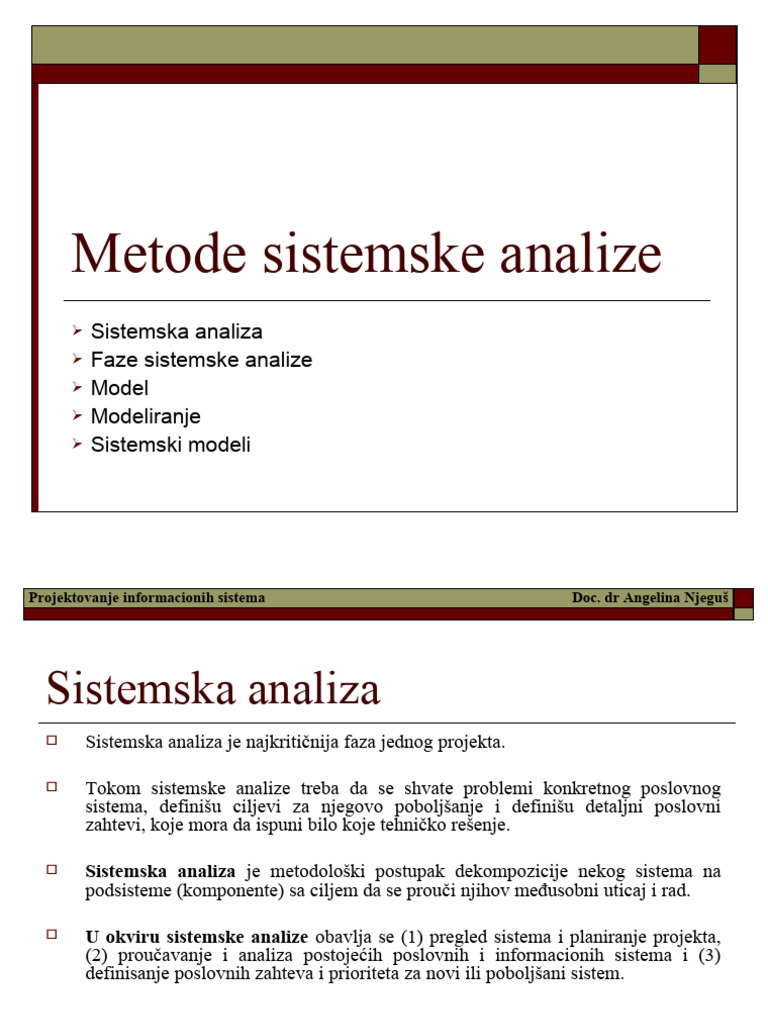 2-Metode Sistemske Analize | PDF
