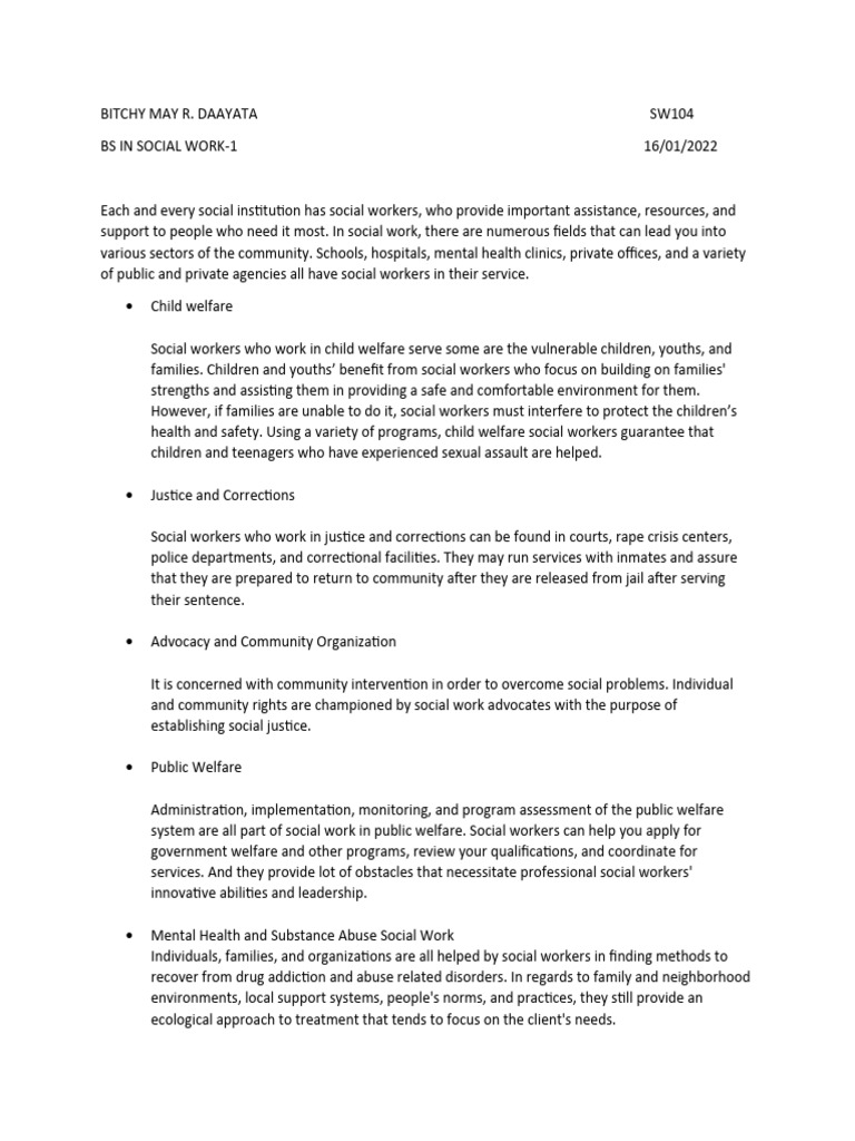 SW 104 | PDF | Social Work | Substance Abuse