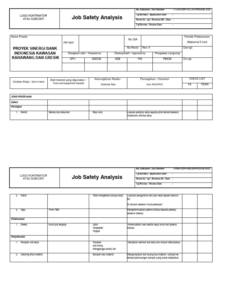 03-Contoh JSA-OKE | PDF