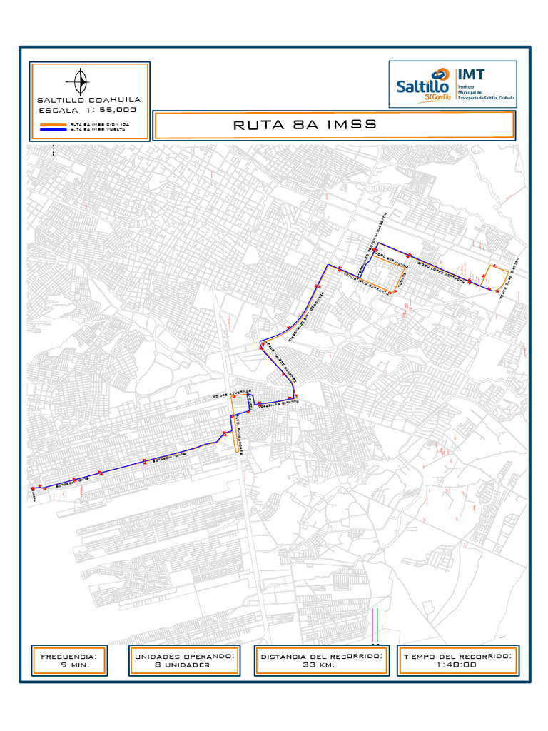 Recorrido y horarios Ruta 8 IMSS Saltillo | PDF