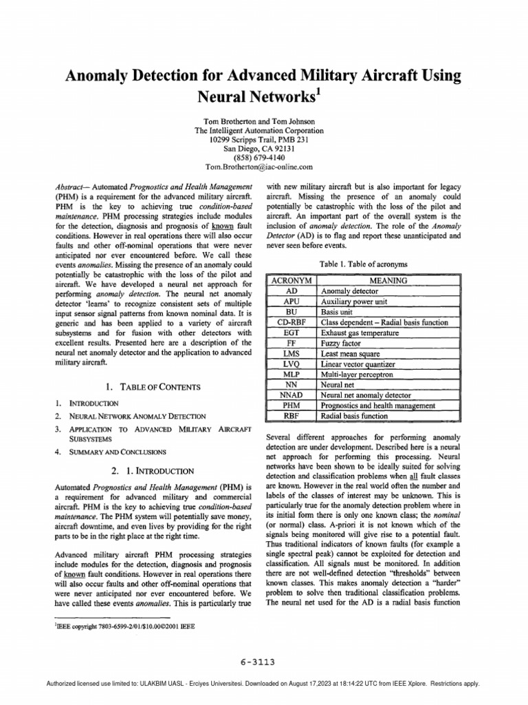 Anomaly Detection For Advanced Military Aircraft Using Neural Networks ... Anomaly Detection For Advanced Military Aircraft Using Neural Networks ...