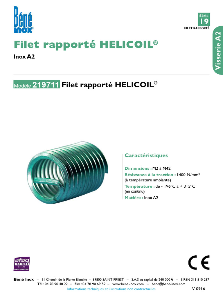 Fiche Technique Filet Rapporte Helicoil Plus 219711 PDF 509 Ko 219711 ...