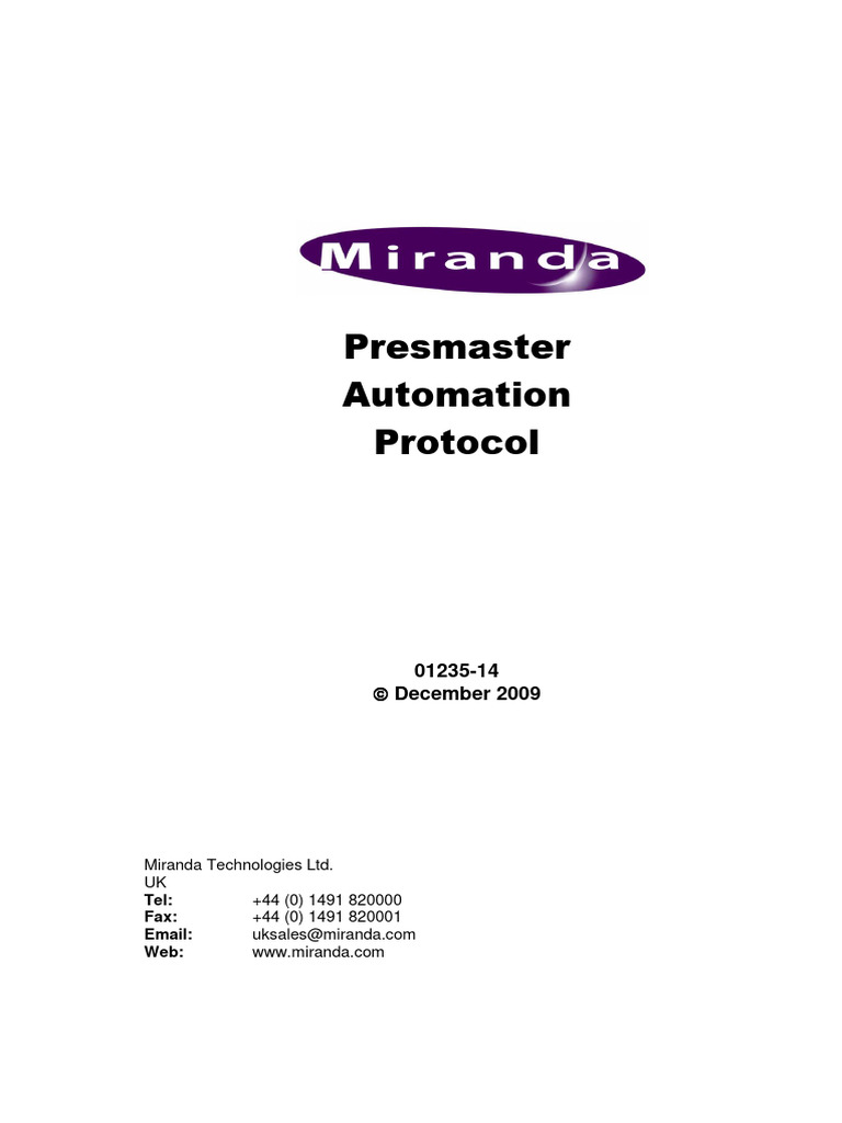 Presmaster Protocol Manual | Download Free PDF | Network Packet ...