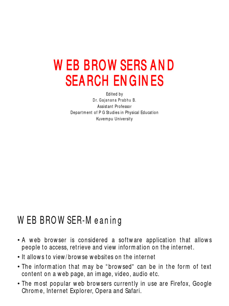 Web Browsers vs. Search Engines Explained | PDF | World Wide Web ...