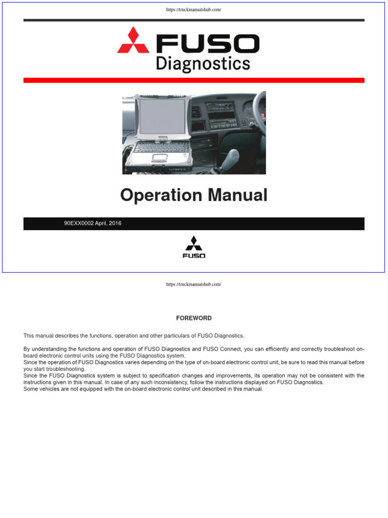 Mitsubishi FUSO Diagnostics Operation Manual | PDF