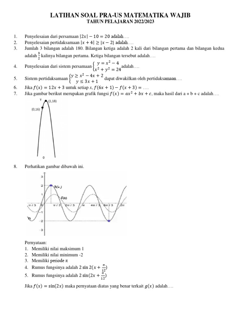 Soal Latihan Matematika SMA | PDF | Metode & Bahan Ajar