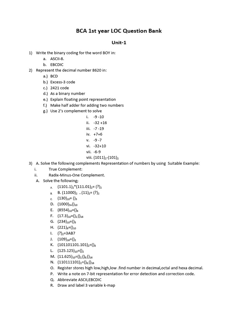 LOC Bca 1st Year | PDF | Boolean Algebra | Teaching Mathematics