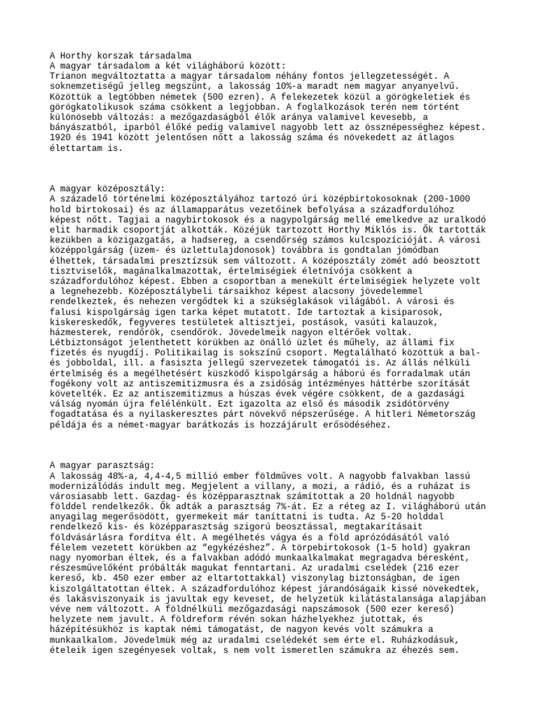 Horthy - Korszak Esszé Másolat | PDF