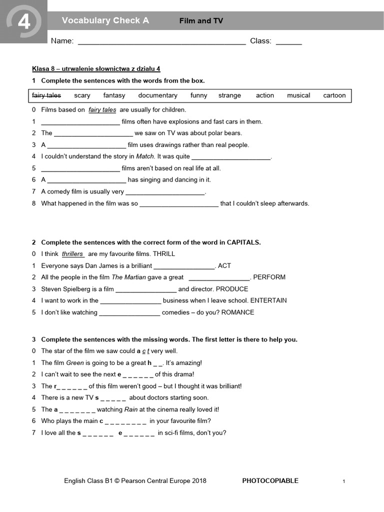 J.angielski Klasa 8 Slownictwo Rozdzial 4 | PDF | Games & Activities ...