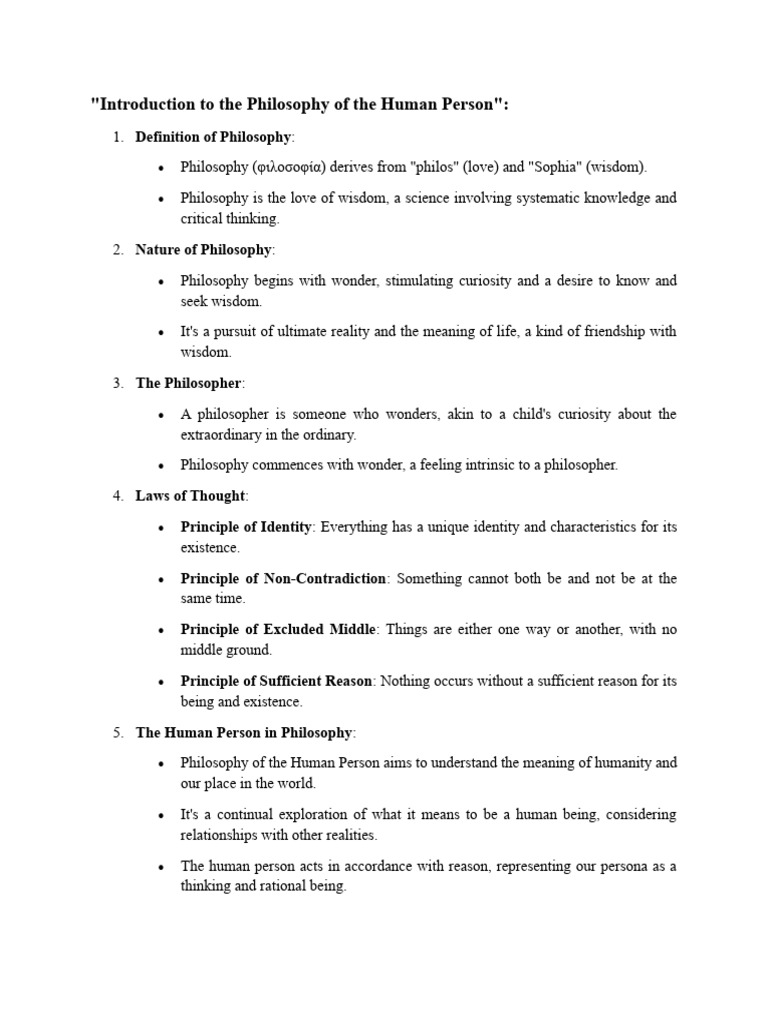 Philosophy of the Human Person Overview | PDF