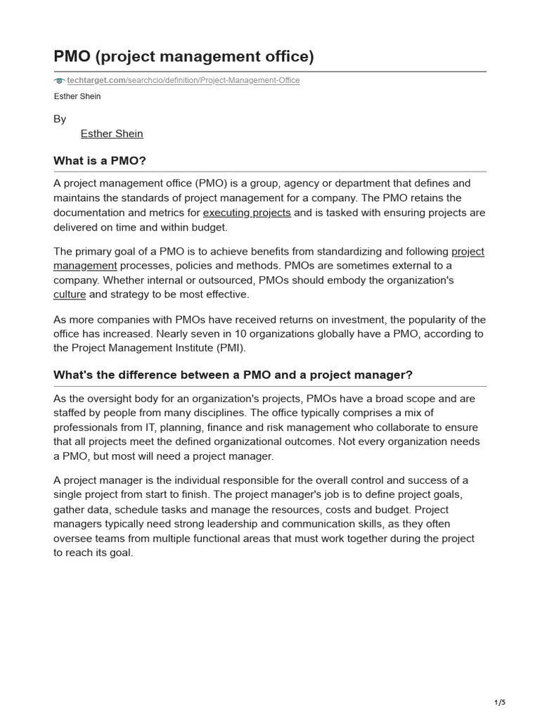 PMO Project Management Office | PDF | Agile Software Development | Project Management