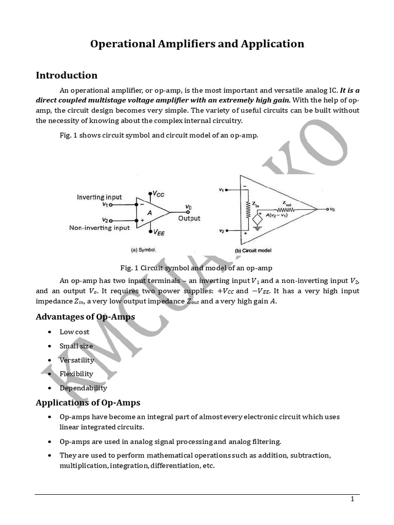 EEE Module 4 Op-Amps Notes | PDF | Operational Amplifier | Amplifier