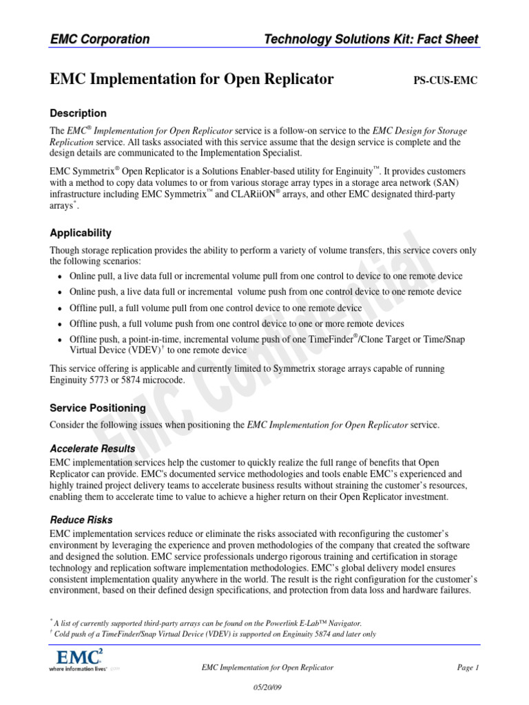 DELL EMC - Open - Replicator - Pscusprdsvc | PDF
