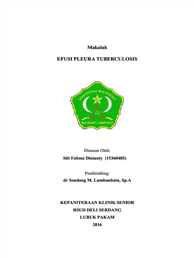 PDF Efusi Pleura Tuberculosis Compress | PDF