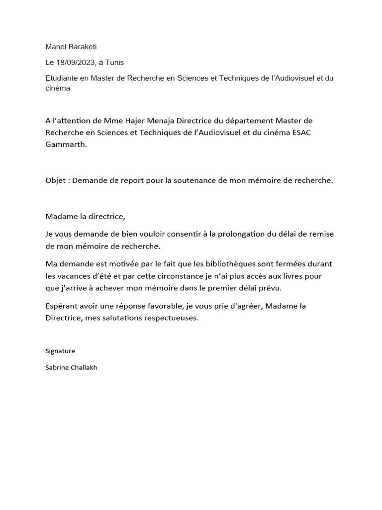 Demande de Prolongation | PDF | Art