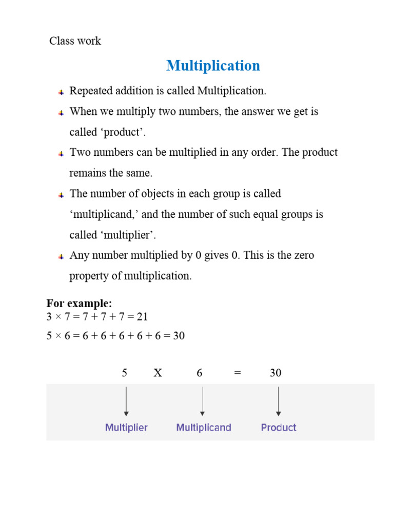 Maths Multiplication CW Class 3 | PDF