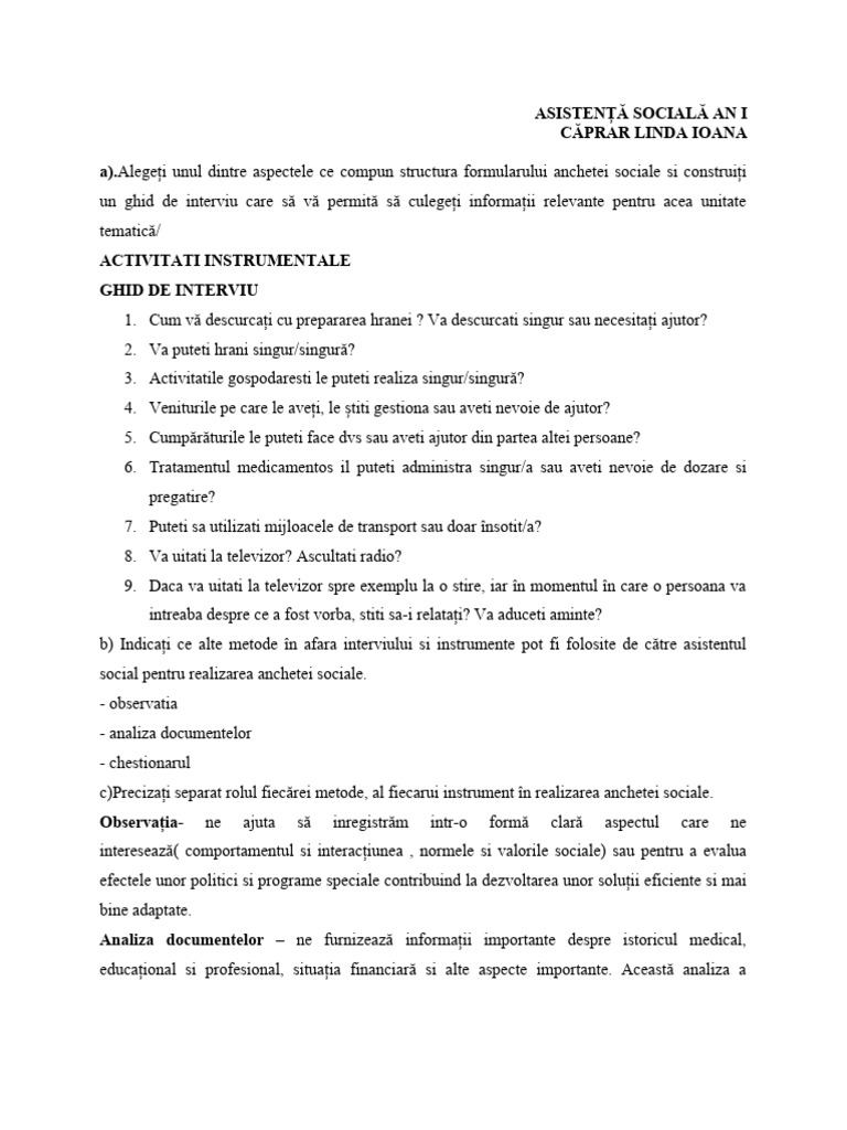 Tema Teorii Si Metode Asistenta Sociala | PDF