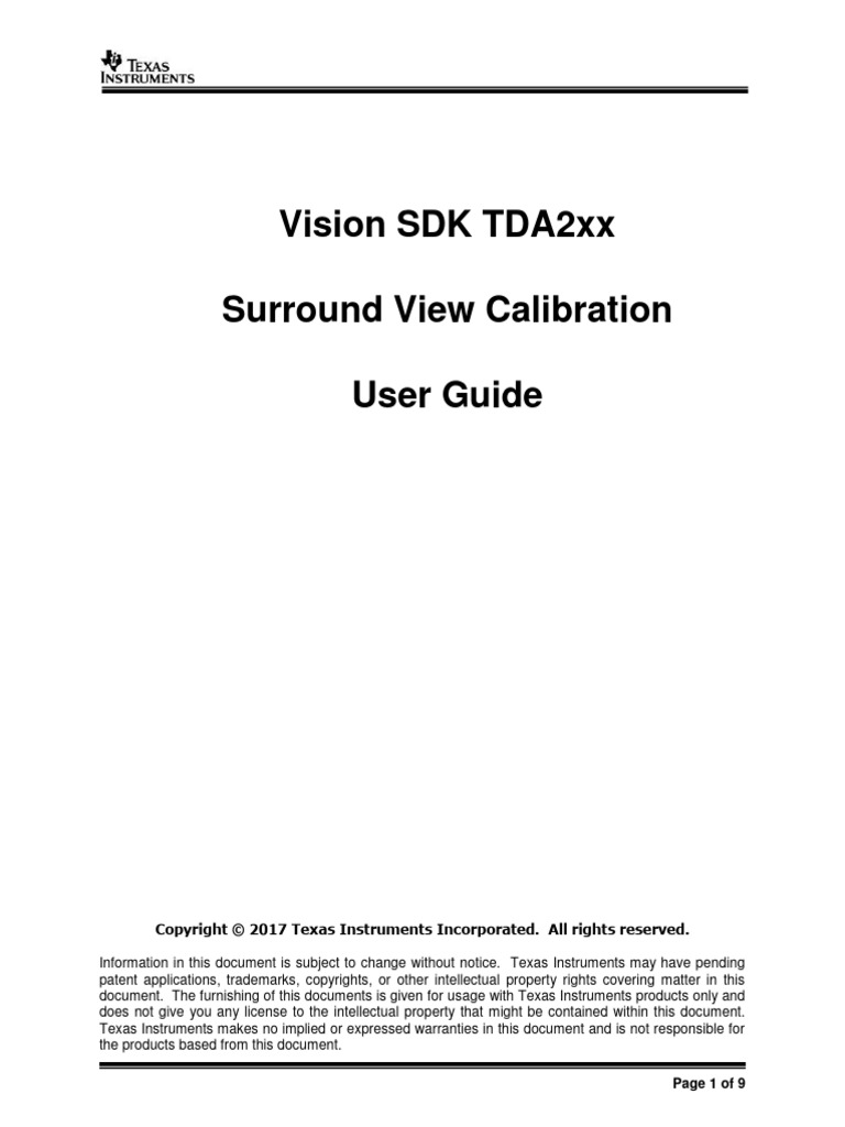 VisionSDK_UserGuide_SurroundView_Calibration_TDA2xx | PDF