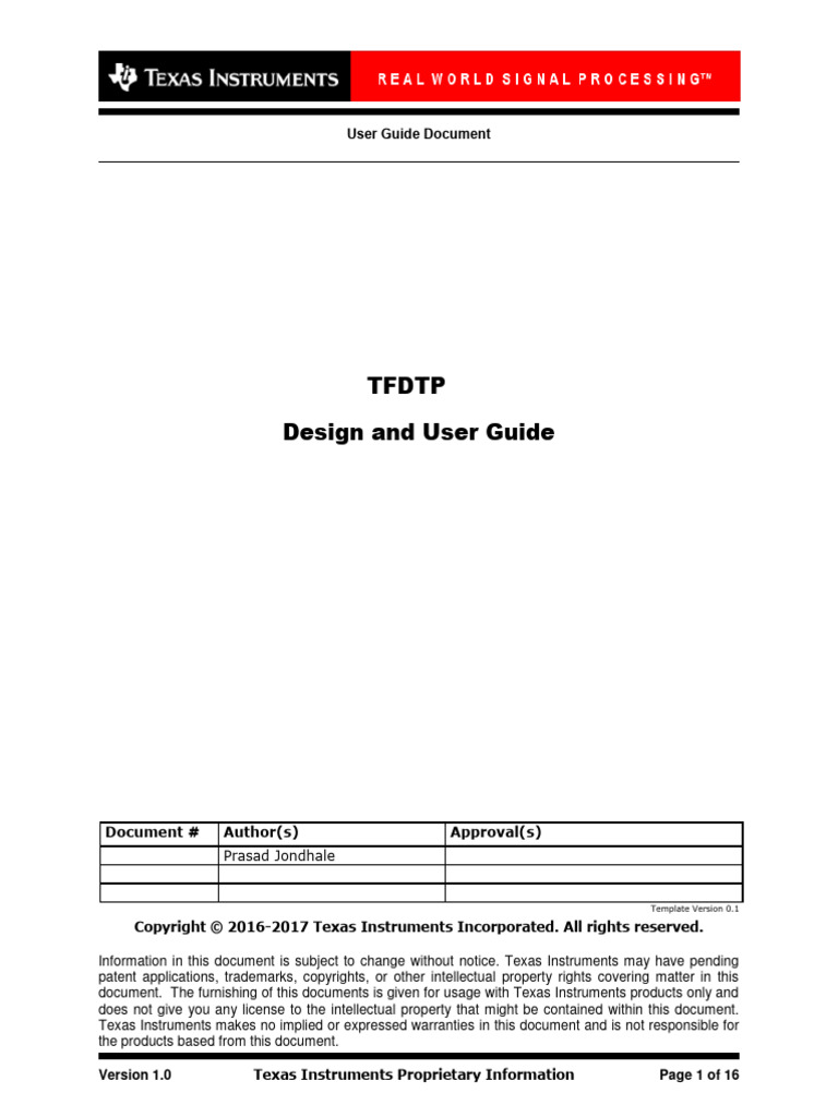 NSP TFDTP Design UserGuide | PDF