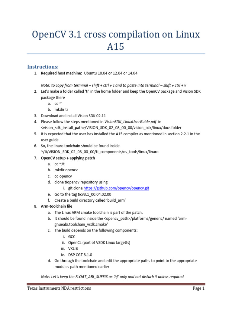 OpenCV Cross Compile Steps for A15 Linux | PDF | Computer File | System Software