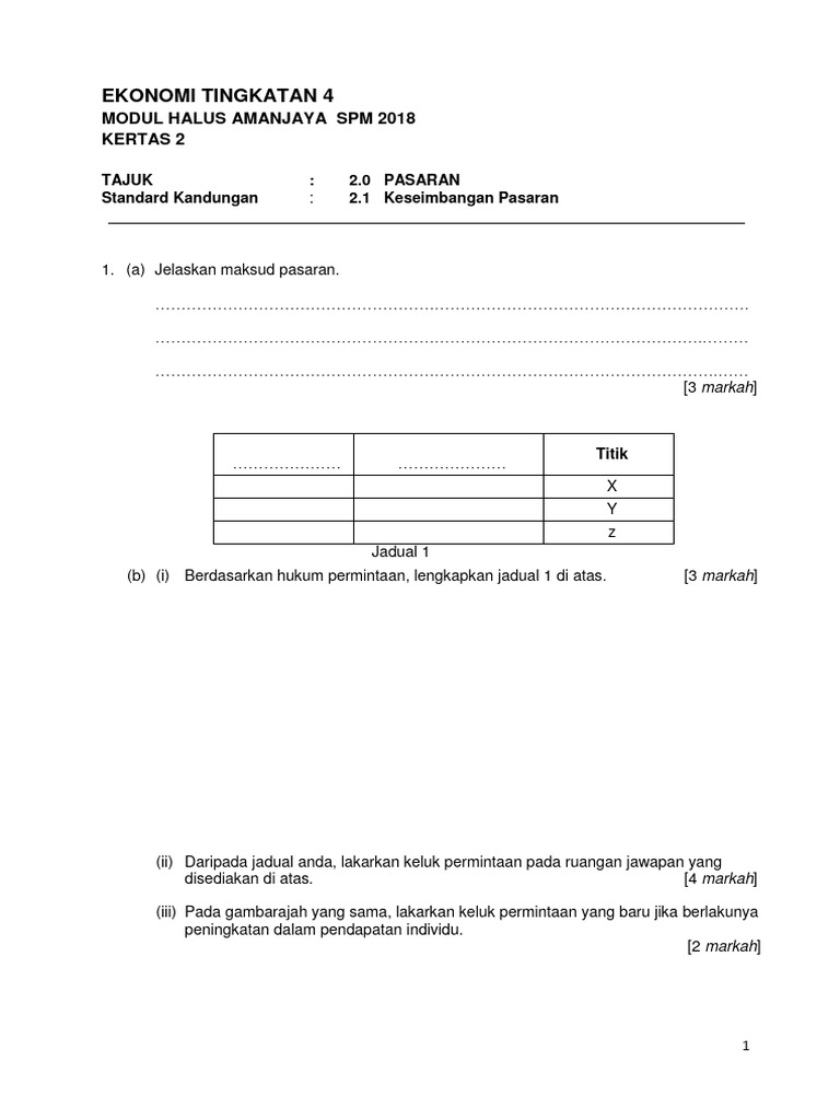K2 - 2.1 Keseimbangan Pasaran | PDF