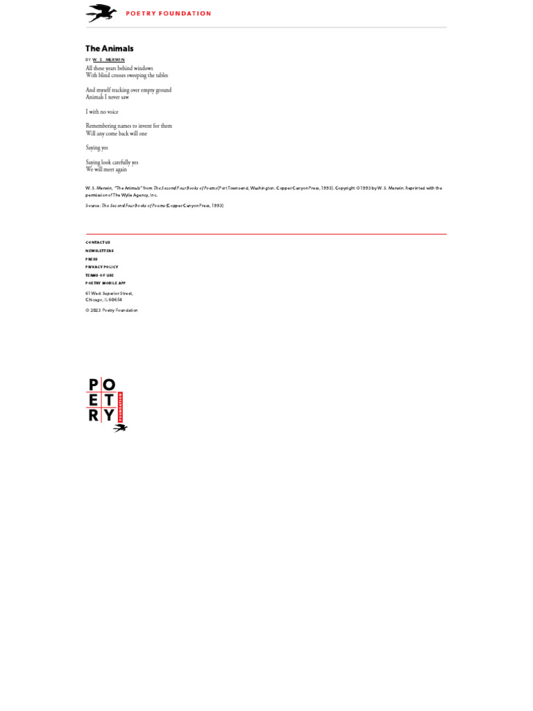 The Animals by W. S. Merwin | PDF | Art