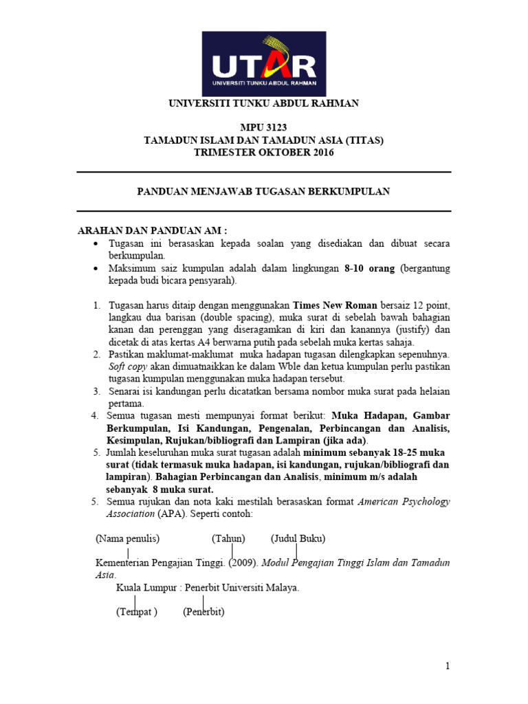 Panduan Penulisan Tugasan Berkumpulan | PDF