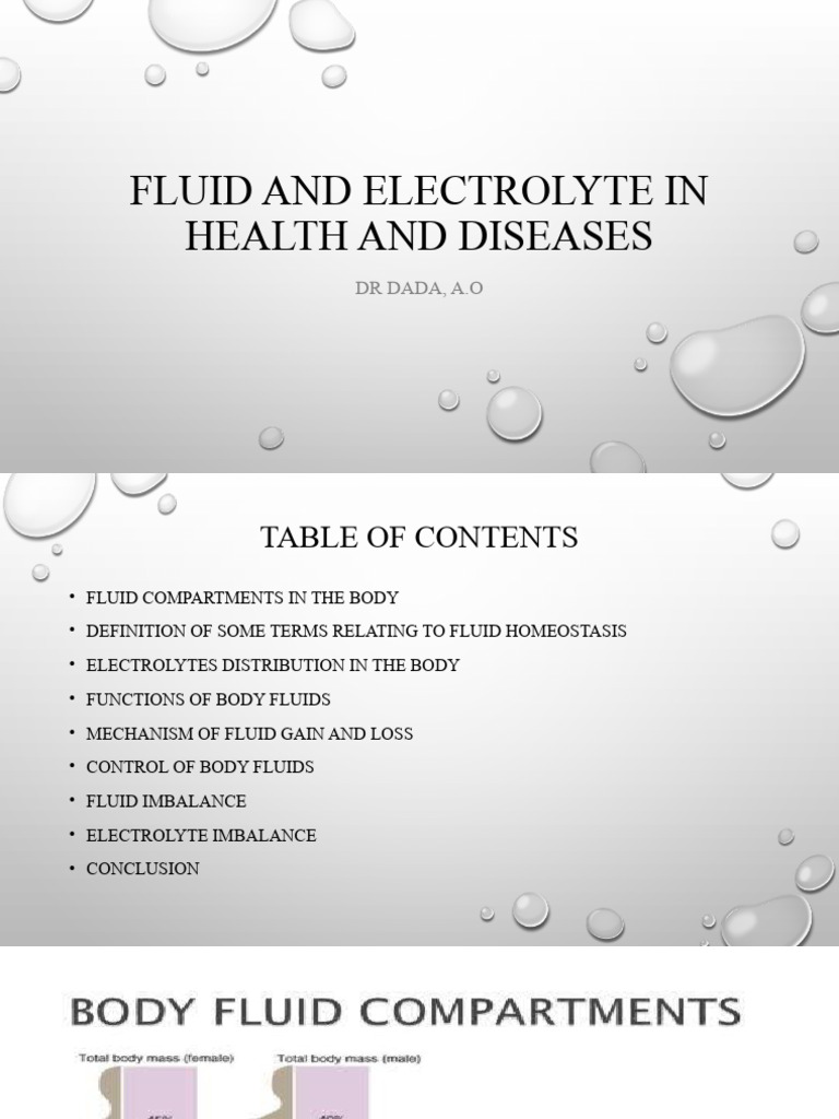 Fluid and Electrolyte in Health and Diseases | PDF