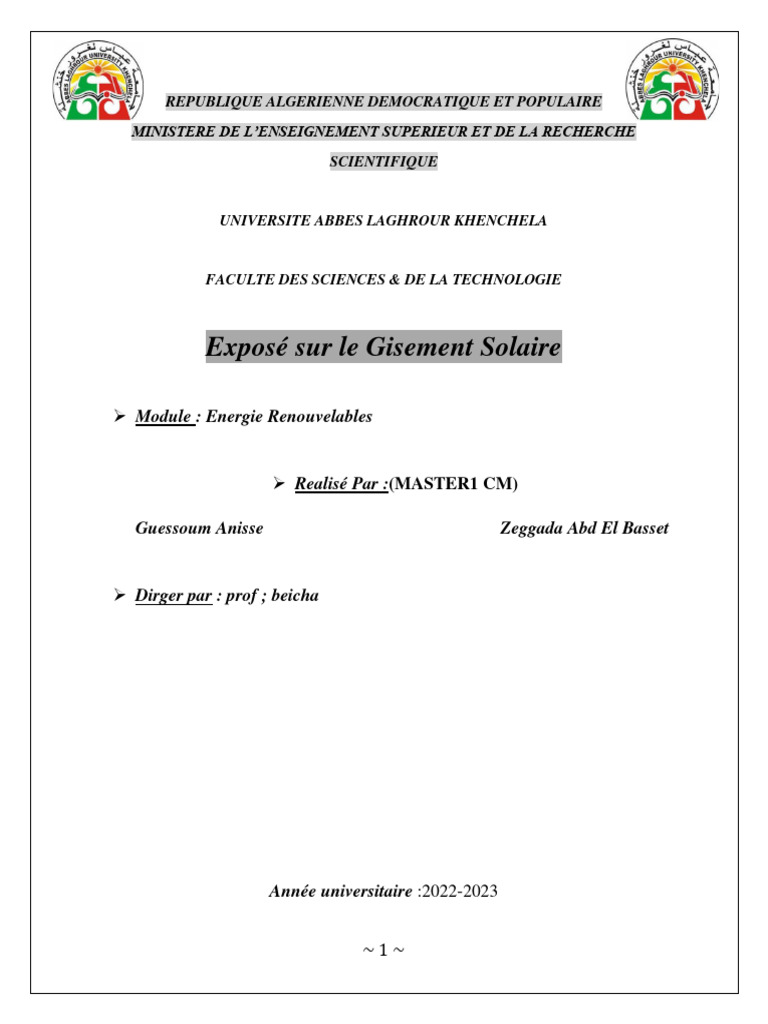 Gisement Solaire | PDF