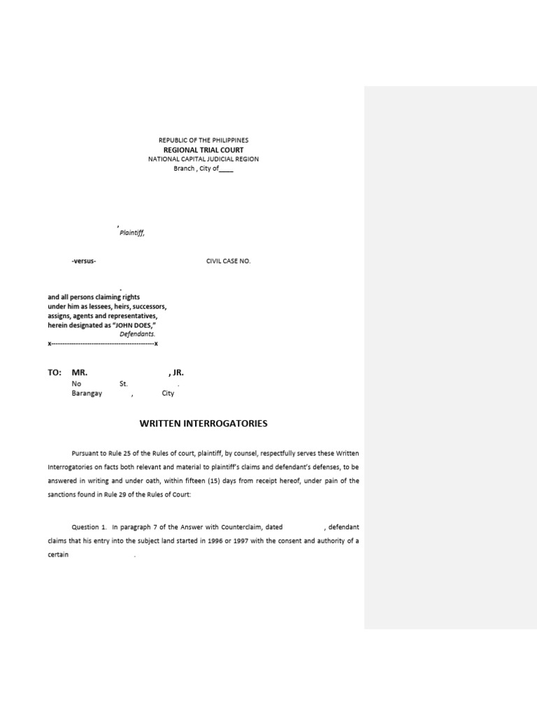 Legal Interrogatories Notice | PDF | Taxes | Lawsuit