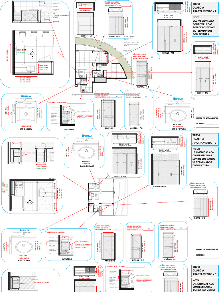 Acta de Vanos Trevi - Torre Ovalo A - Apto Tipo A - B - C - D - e | PDF