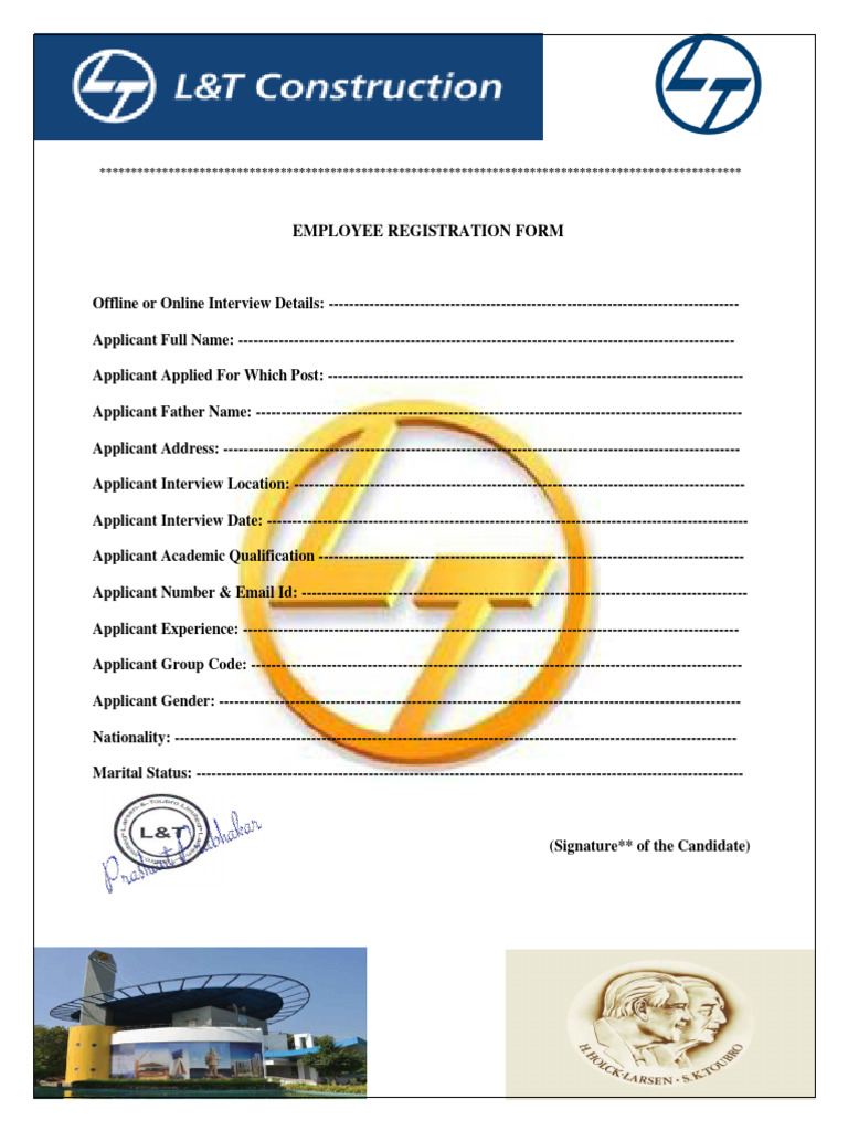 L&T Employee Registration Form | PDF