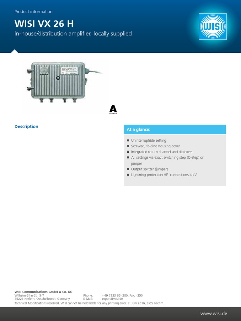 Product_info_WISI-VX-26-H_en (1) | PDF | Decibel | Electronics