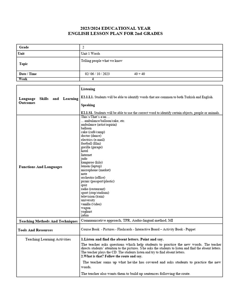 Grade 2 - Week 4 | PDF | Teachers | Question