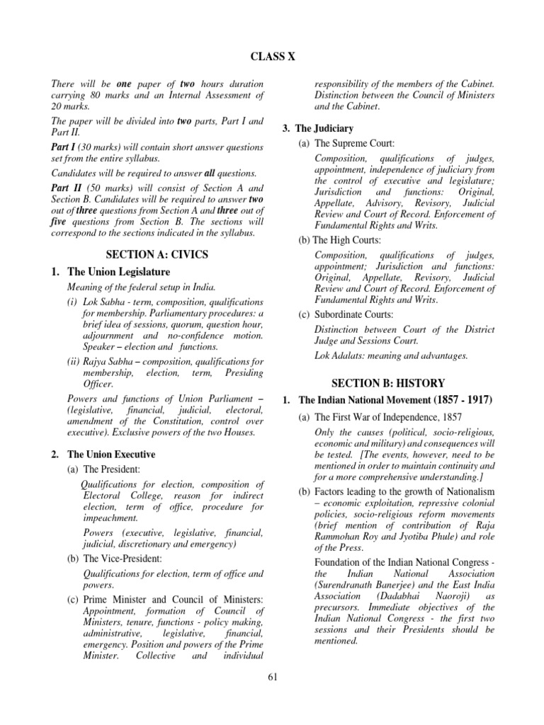 Class 10 History Civics Syllabus 2023 24 Pdf