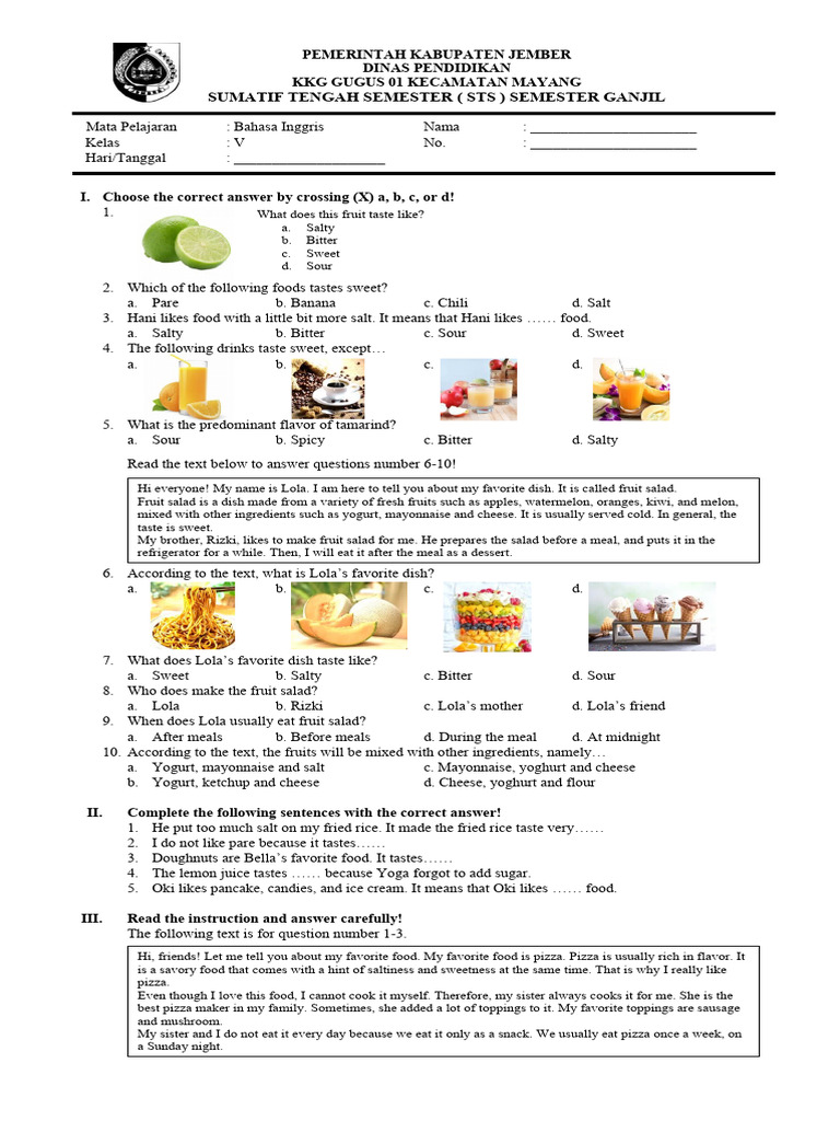 STS Bahasa Inggris Kelas 5 (23-24) Rev Fix | PDF
