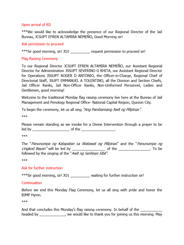 Script Flag Ceremony | PDF | Social Science | Art