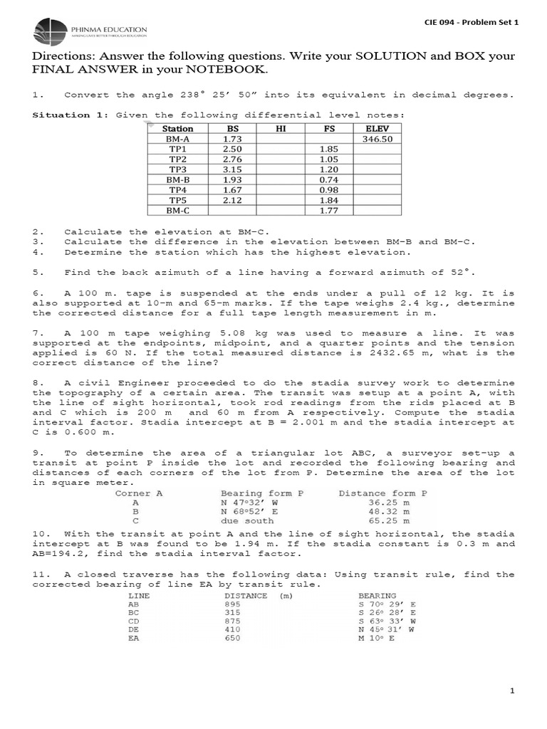 Directions: Answer The Following Questions. Write Your SOLUTION and BOX Your Final Answer in ...