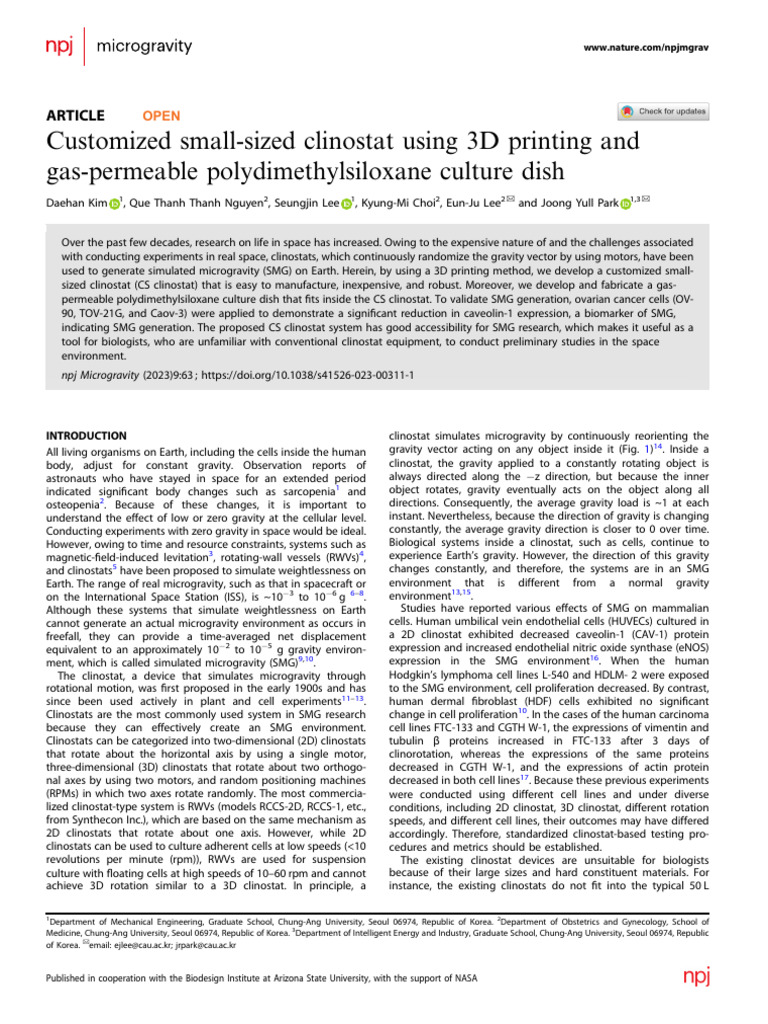 Customized Small-Sized Clinostat Using 3D Printing and | PDF | Micro G ...