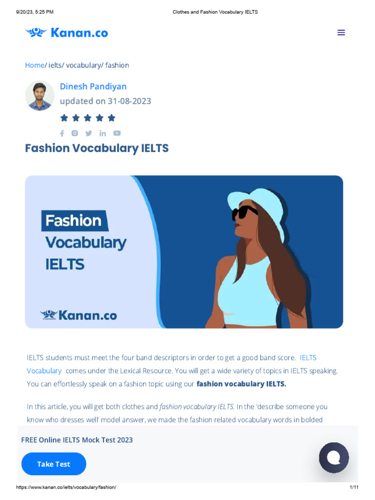 Clothes and Fashion Vocabulary IELTS | PDF